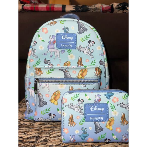 Loungefly | Bags | Disney Dogs Floral Blue Loungefly Backpack And ...